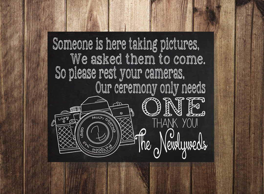No Flash Photography Sign, Unplugged Wedding, Wedding Ceremony Sign ...