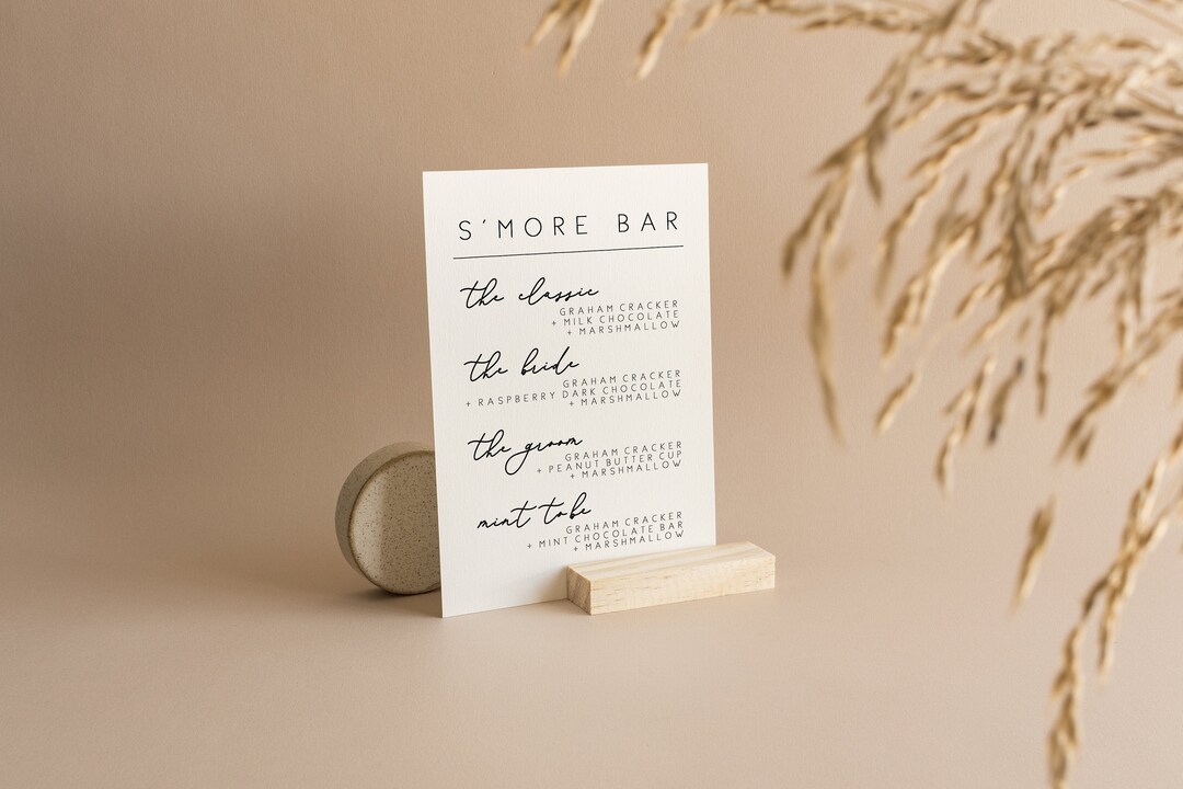 Smore Bar Sign, S'more Menu, Outdoor Wedding, Barn, Bachelorette Bridal ...