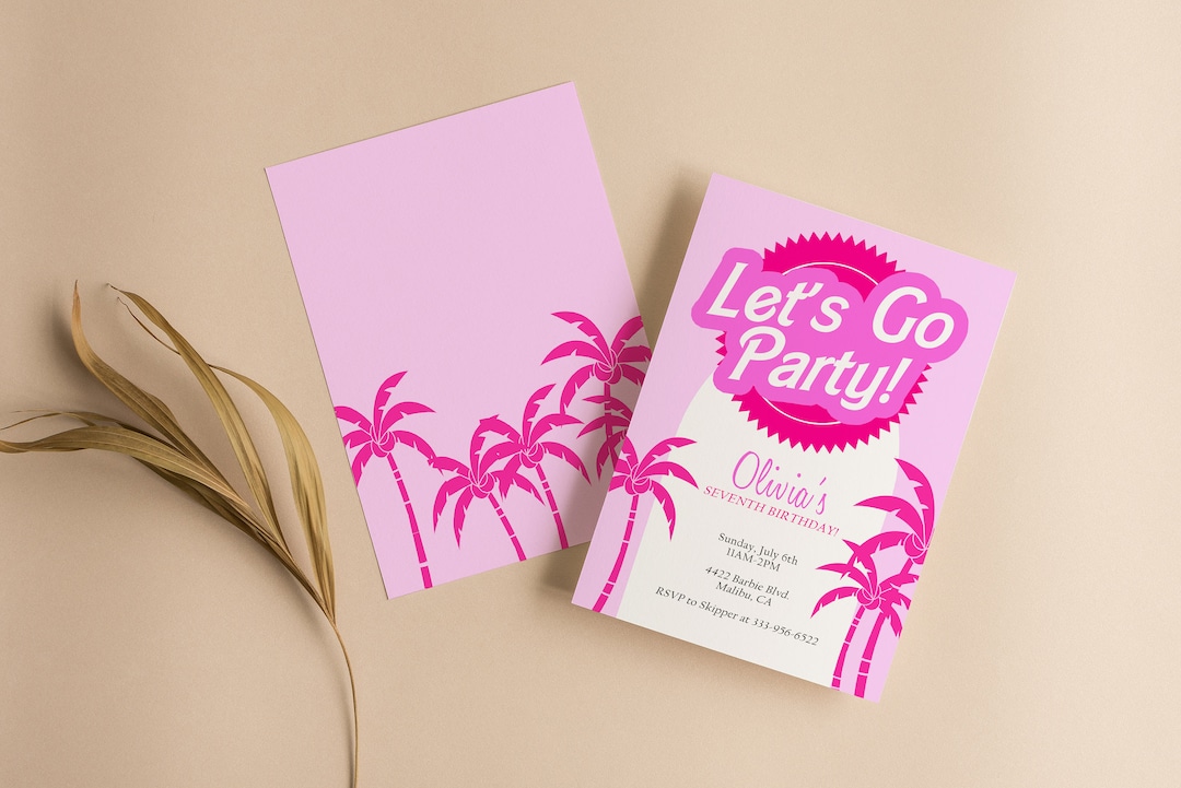 Let's Go Party Girly Birthday Party Invitation, Doll Birthday Party ...
