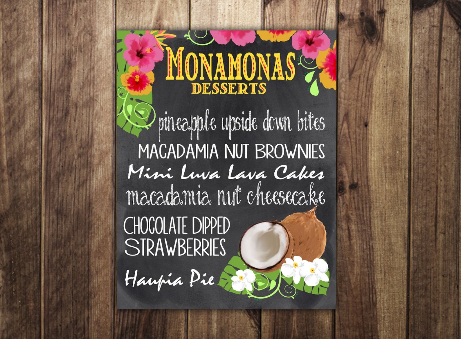 Luau Menu Sign Tropical Party Hawaiian Tiki Bar Sign DIY - Etsy