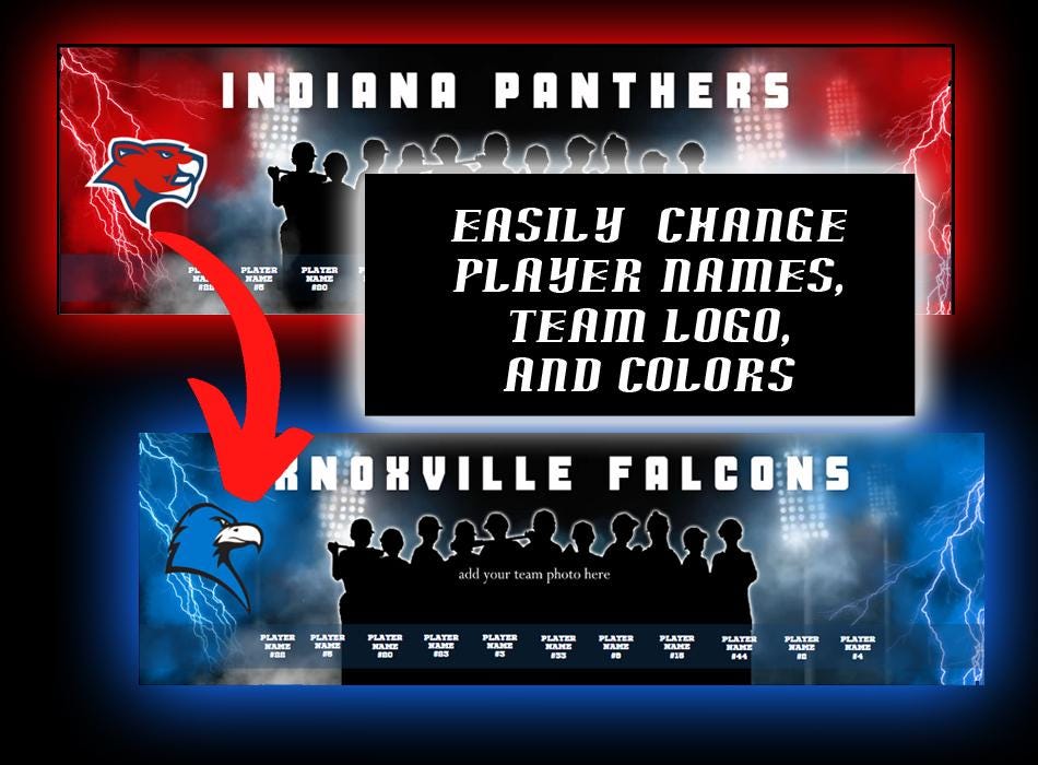 Canva Team Dugout Sports Banner Template- Colors, Photos, Text ...