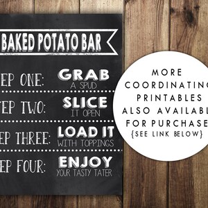Potato Bar Sign, Mashed Potatoes, Make Your Own Loaded Potato Printable ...