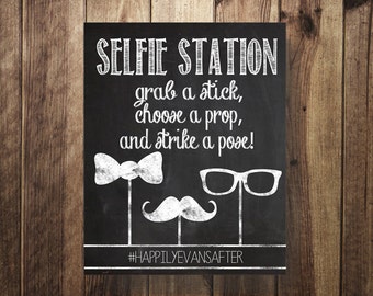 Hashtag Photo Booth Selfie Stick Grab a Prop Strike a Pose | Etsy