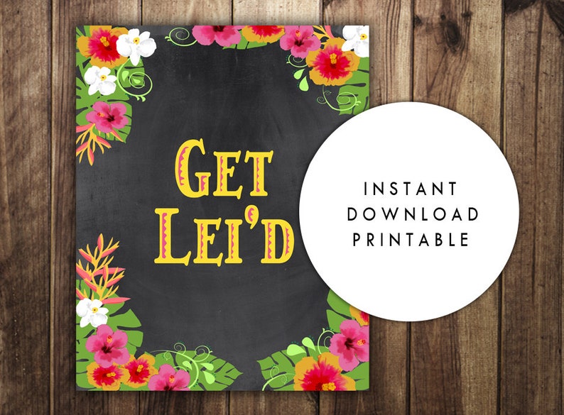 Luau Get Lei'd Sign Tiki Photo Booth Hawaiian Party - Etsy