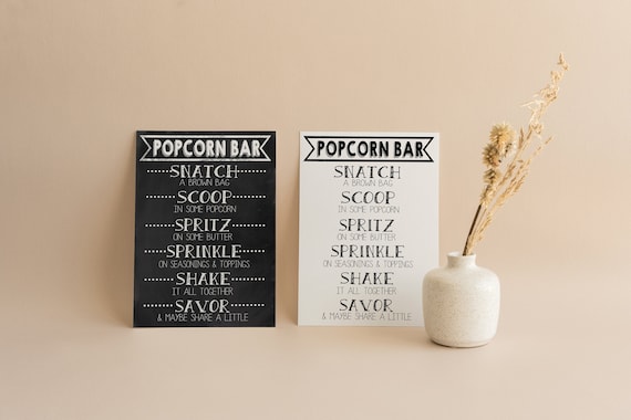 Popcorn Bar Signs TWO Pop Corn Printable Sign Make Your Own | Etsy