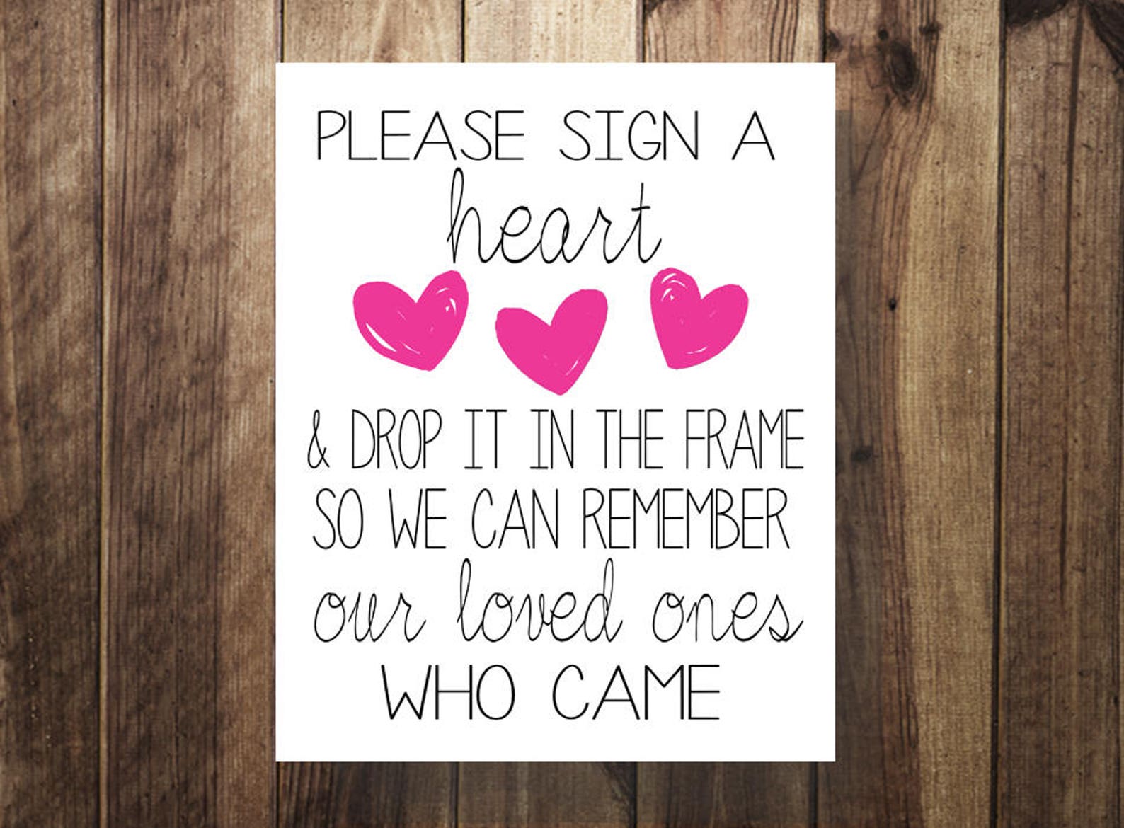 Please Sign a Heart Pink Wedding Guest Book Sign Our - Etsy