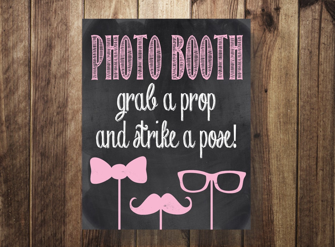 Pink Photo Booth Prop Chalkboard Sign, Selfie Station, DIY Photo Booth ...