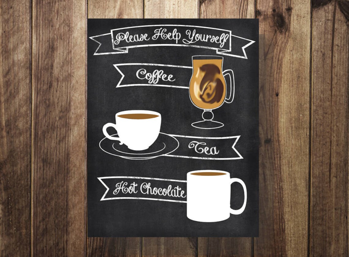 Coffee Station Sign Coffee Bar Hot Chocolate Bar Drink | Etsy
