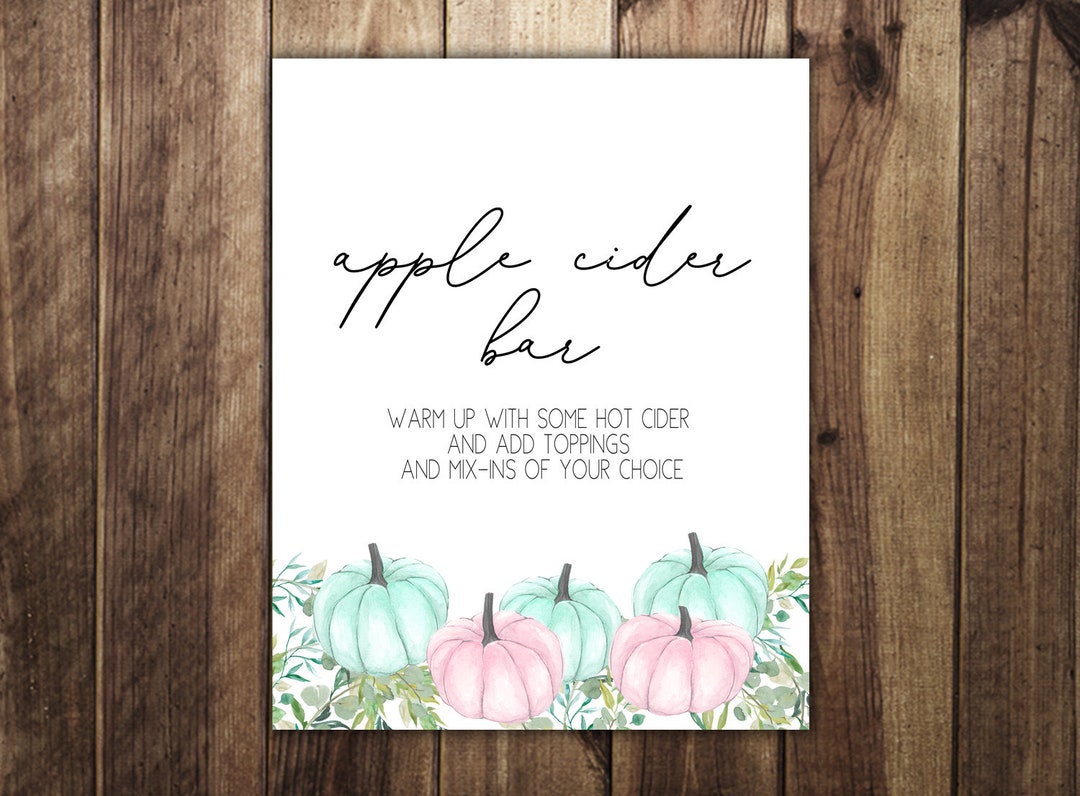Apple Cider Bar Sign | Hot Cider Bar | Fall Gender Reveal | Baby Shower ...