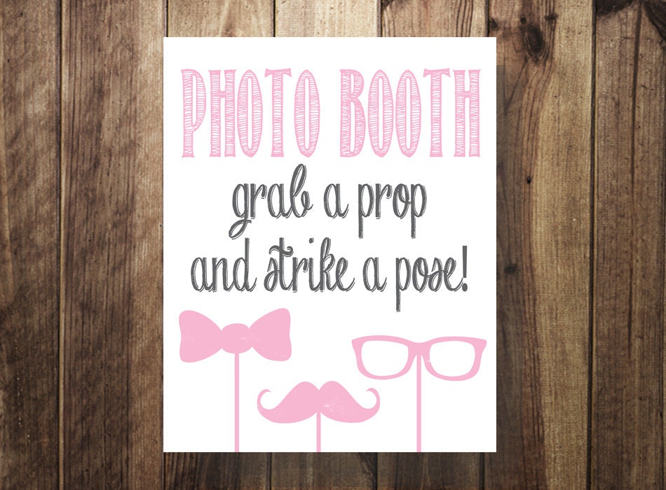 Photo Booth Prop Sign Grab a Prop Strike a Pose DIY Pink | Etsy