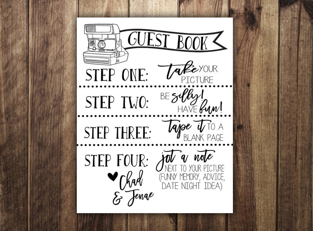 Guestbook Sign Guest Book Sign Photo Guest Book Instant Photo Sign