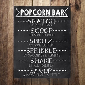 Popcorn Bar Signs, TWO Pop Corn Printable Sign, Make Your Own Trail Mix ...