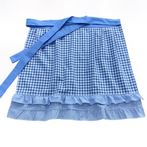 Blue White Gingham Fabric Apron Pretty Apron for Women Retro Apron ...