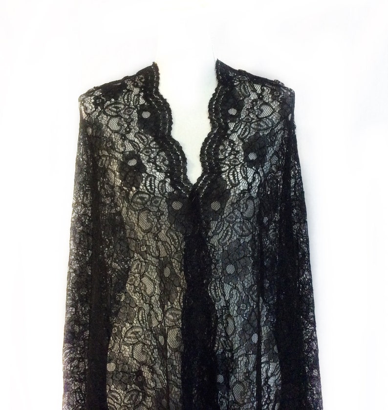 Elegant Black Lace Shawl for Women, Long Lace Black Shawl, Extra Large ...