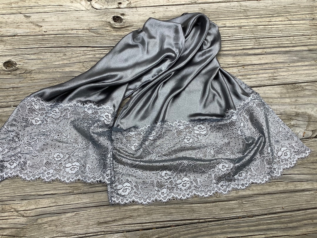 Sparkly Silver Scarf With Lace Birthday Gift for Bride - Etsy