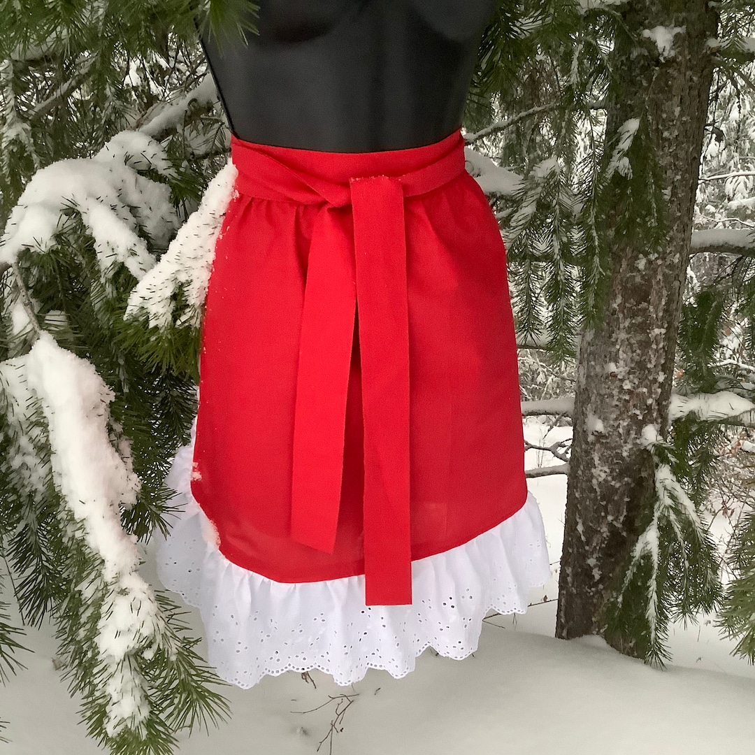 Solid Red & White Aprons Red Outfit Aprons Old Fashioned Red - Etsy
