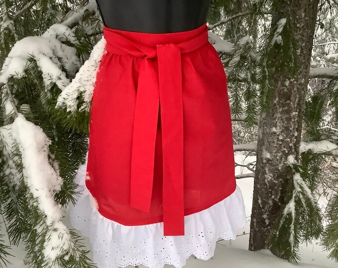 Solid Red & White Aprons, Red Outfit Aprons, Old Fashioned Red Apron ...