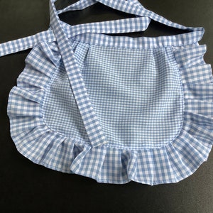 Blue White Checkerboard Apron, Blue Ruffle Pink Apron, Small Apron for ...