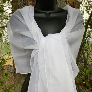 White Elegant Shawl for Wedding, Long White Chiffon Shawl, Plain White ...