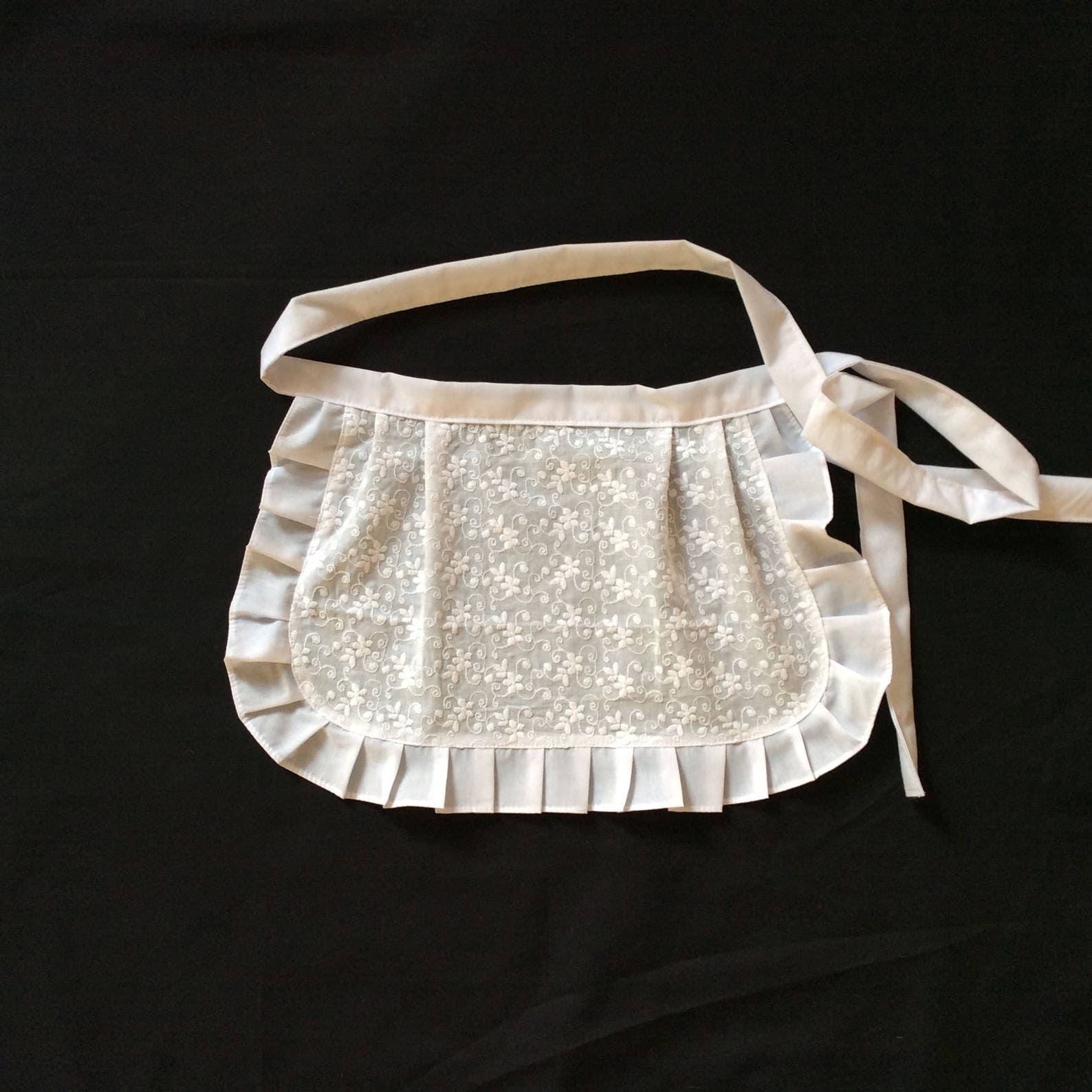 Large White Eyelet Apron With Ruffle French Maid Apron - Etsy