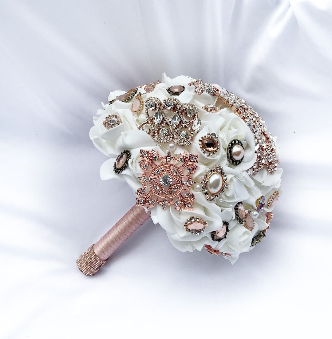 Bedazzled Rose Gold Bouquet Extra Shiny Brooch Bouquet for Bride ...