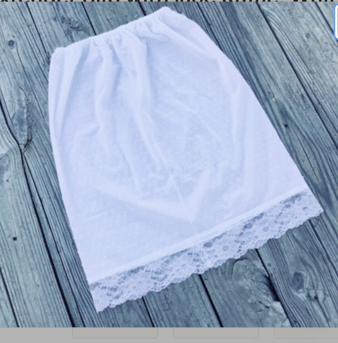 White Cotton Extender Slip With Lace Ruffle, White Petticoat Slip ...