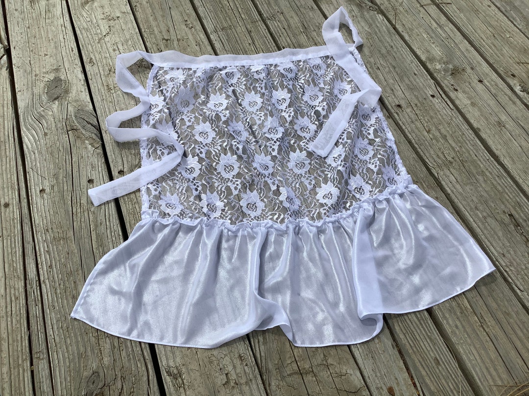 Lace White Apron With Ruffles Victorian Apron Costumes Bridal - Etsy