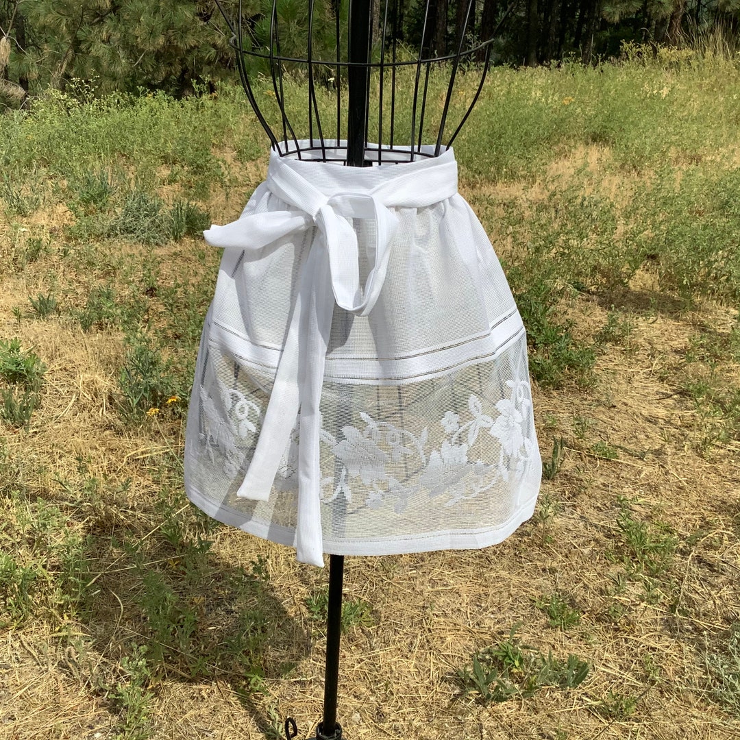 White Apron With Border White Maid Apron, Housewarming Gift ...