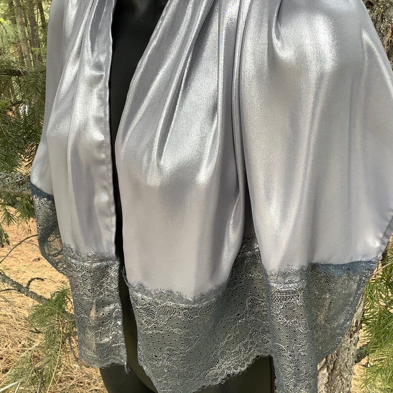 Sparkly Silver Scarf With Lace, Birthday Gift for Her Sparkly Fabric ...