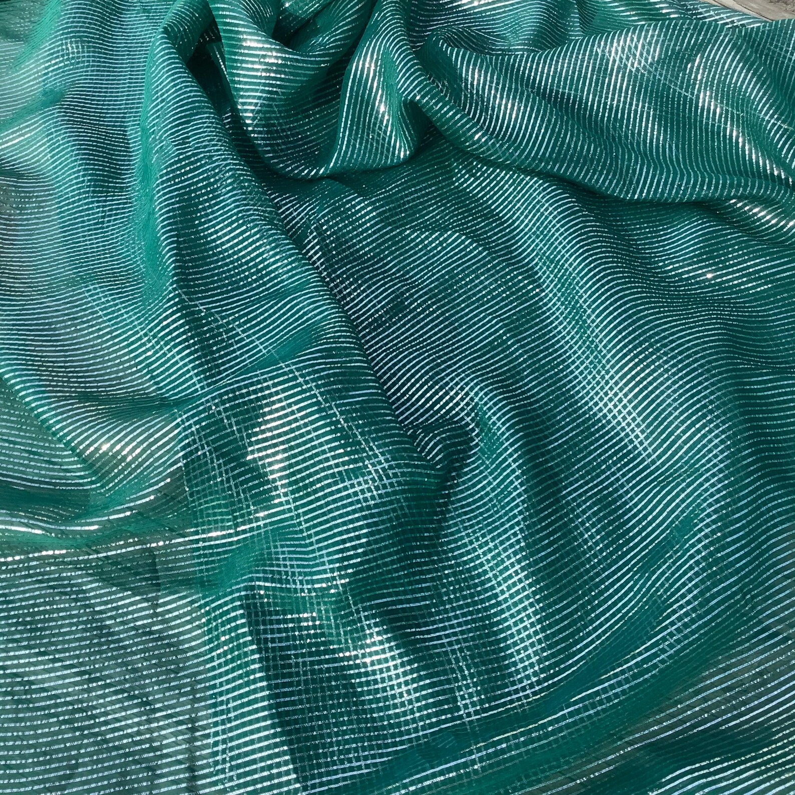 Sparkly Silver on Green Scarf, Green Silk Scarf, Bestseller Gift for ...