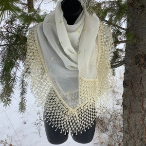 Oversize Cream Shawl for Bride Elegant Wedding Shawl With - Etsy