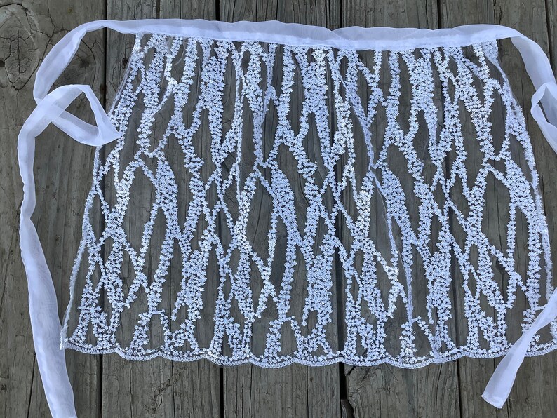 Sparkly White Lace Apron for Bridal Shower Lace Aprons | Etsy