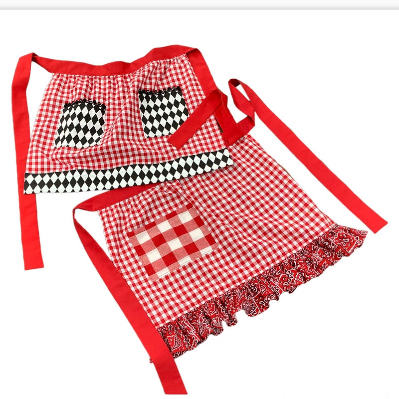 Red Gingham Apron - Etsy