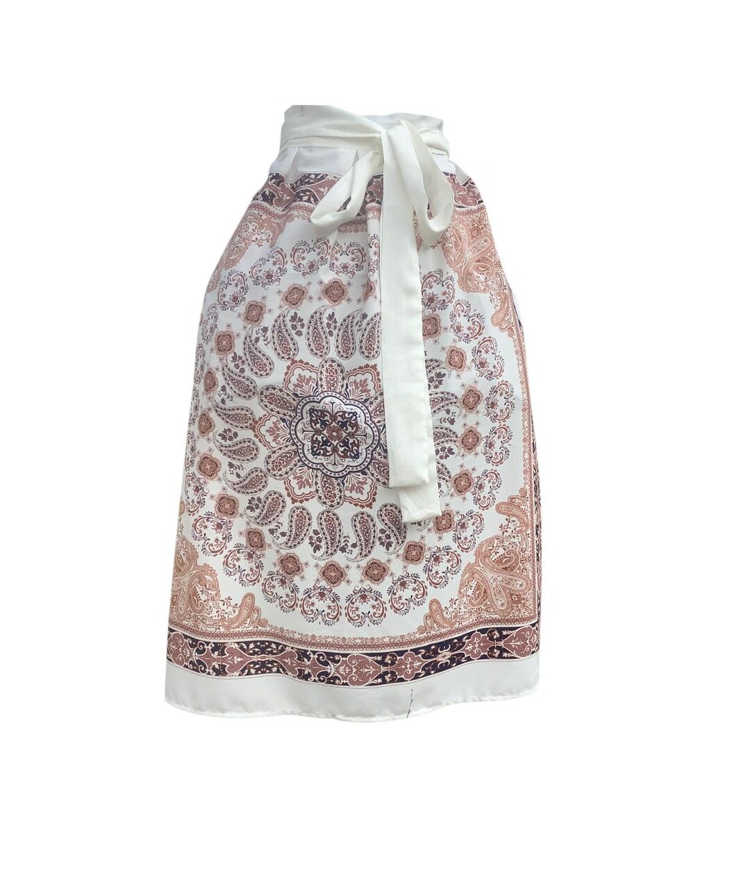 Off White Dirndl Apron, Cute Half Apron With Paisley Border Women Apron ...