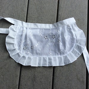 11" Toddler White Apron, Eyelet Fabric Apron With Ruffles, Pretty ...
