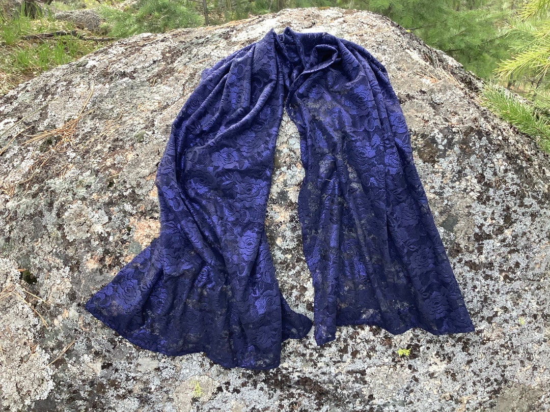 Navy Lace Shawl for Women, Dark Blue Long Lace Shawl, Long Scarves ...