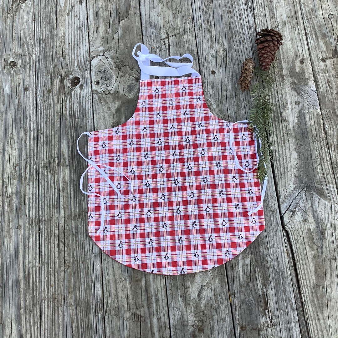 Full Apron Red Checkered Apron for Toddlers, Red White Double Sided ...