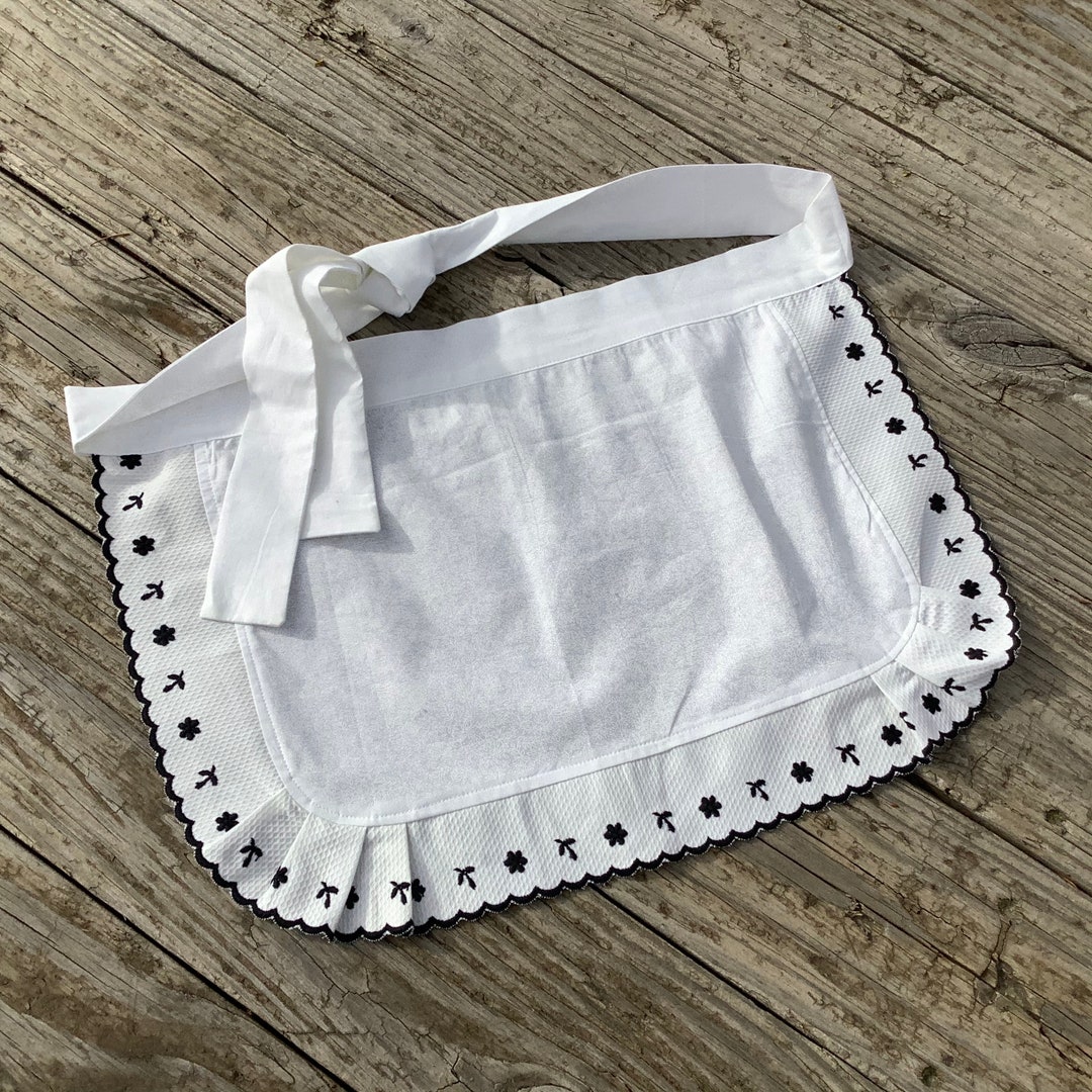 Half White Apron With Ruffles, Adult French Maid Apron, Old Fashioned ...