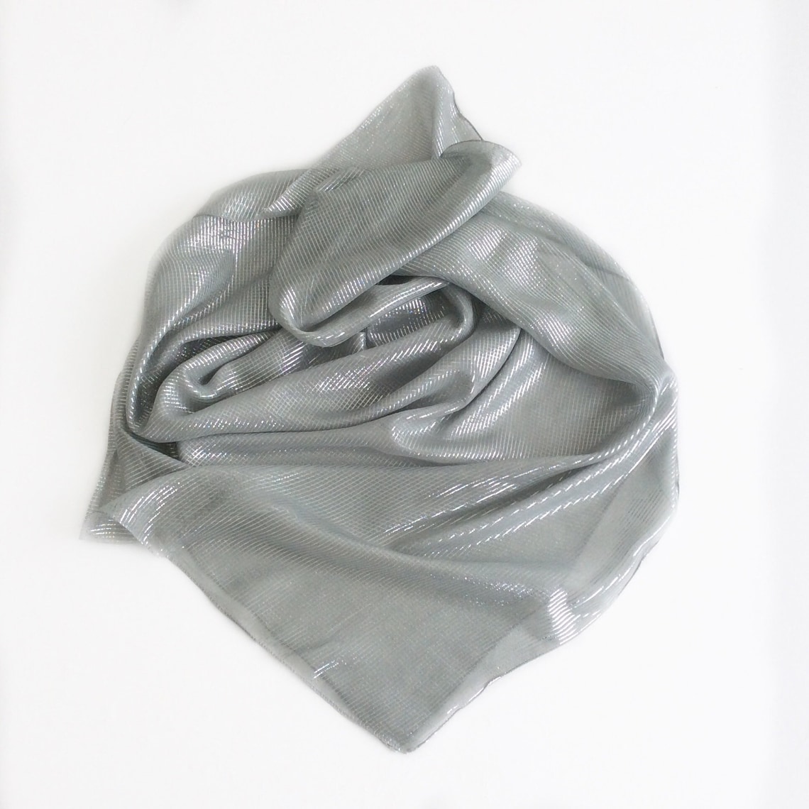 Silver Silk Scarf Metallic Silver head scarf Gift for Wife | Etsy