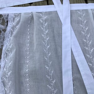 White Eyelet Apron With Lace Ruffles, Cute Half Apron, White Maid Apron ...