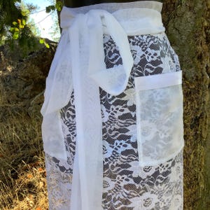 White Lace Apron With 2 Pocket, Pretty Lace Fabric Apron, Bridal Shower ...