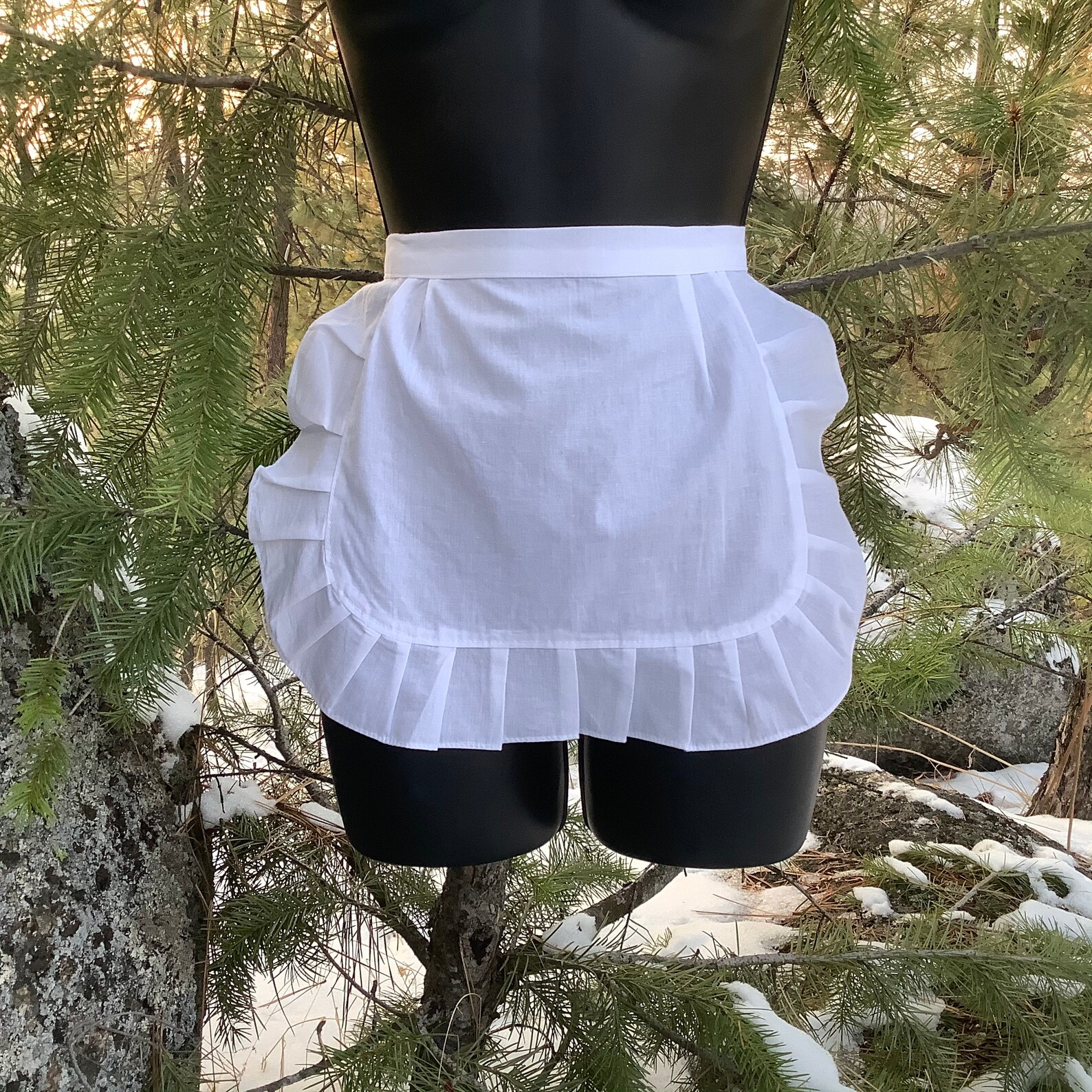 BESTSELLER Women Plain White Apron With Ruffle Adult French - Etsy