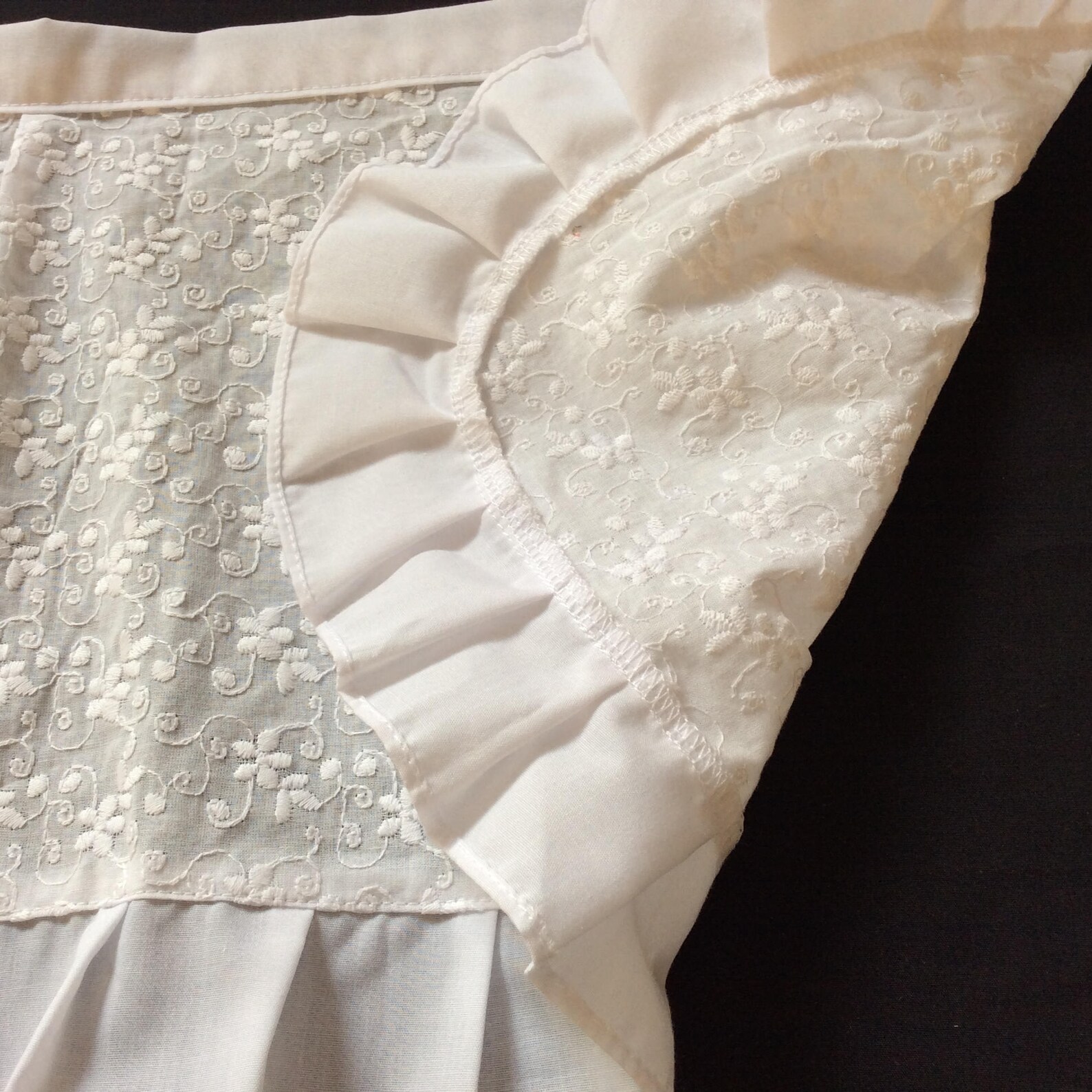 Large White Eyelet Apron With Ruffle French Maid Apron - Etsy