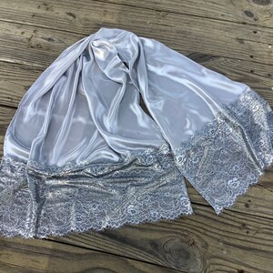 Sparkly Silver Scarf With Lace, Birthday Gift for Her Sparkly Fabric ...