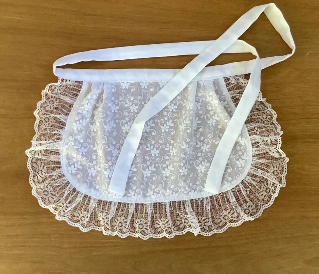 10 White Ruffled Apron, French Maid Apron, Small Ruffled Costume Apron ...