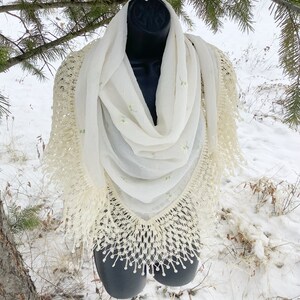 Oversize Cream Shawl for Bride Elegant Wedding Shawl With - Etsy
