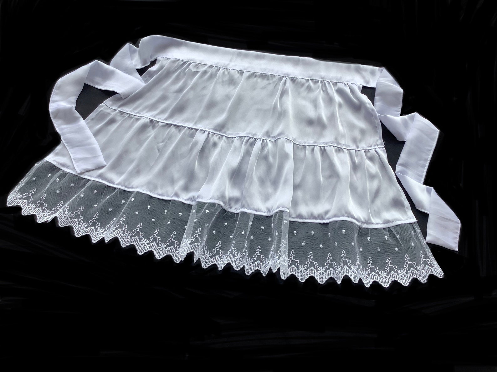 2 Ruffles Style Apron With Lace Ruffle Sexy French Maid Apron | Etsy