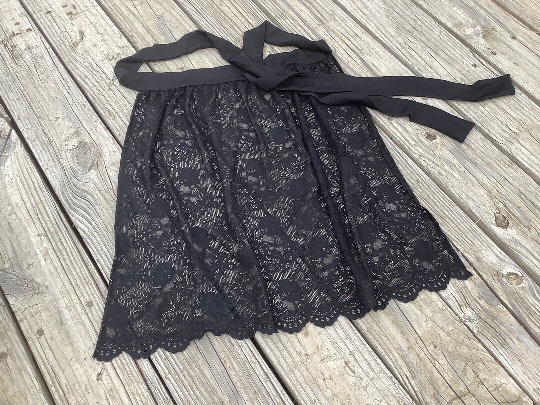 Black Lace Fabric Apron, Black Dirndl Apron Only, Lace Black Half Apron ...