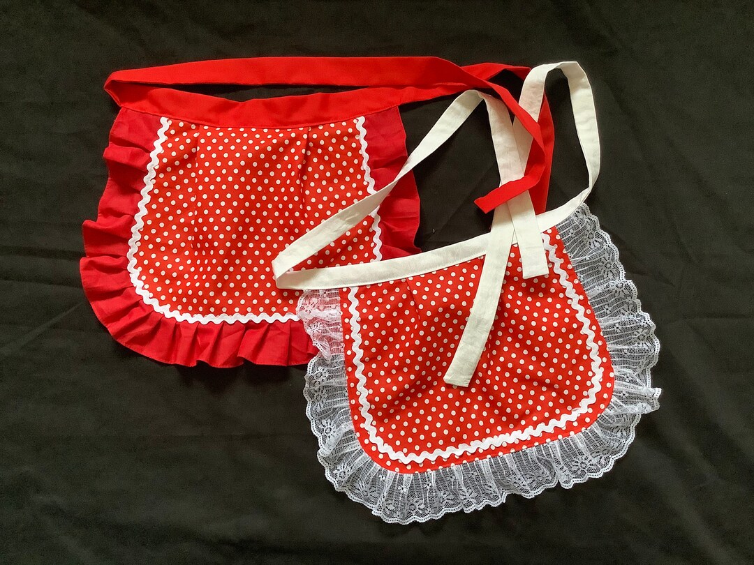 Children Cute Red Apron, Small Red Polka Dotted Apron, Kids Costume ...