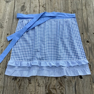 Blue White Gingham Fabric Apron Pretty Apron for Women Retro Apron ...